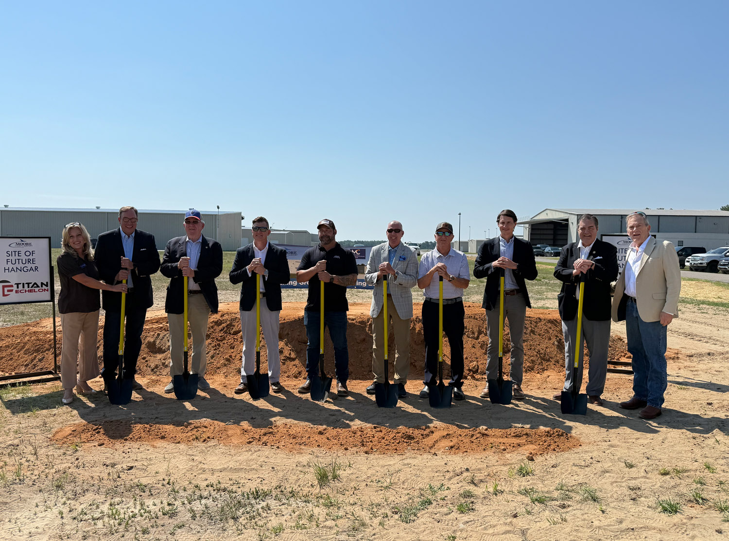 Moore County Airport groundbreaking corporate hangar CP Norma Stillwell ...